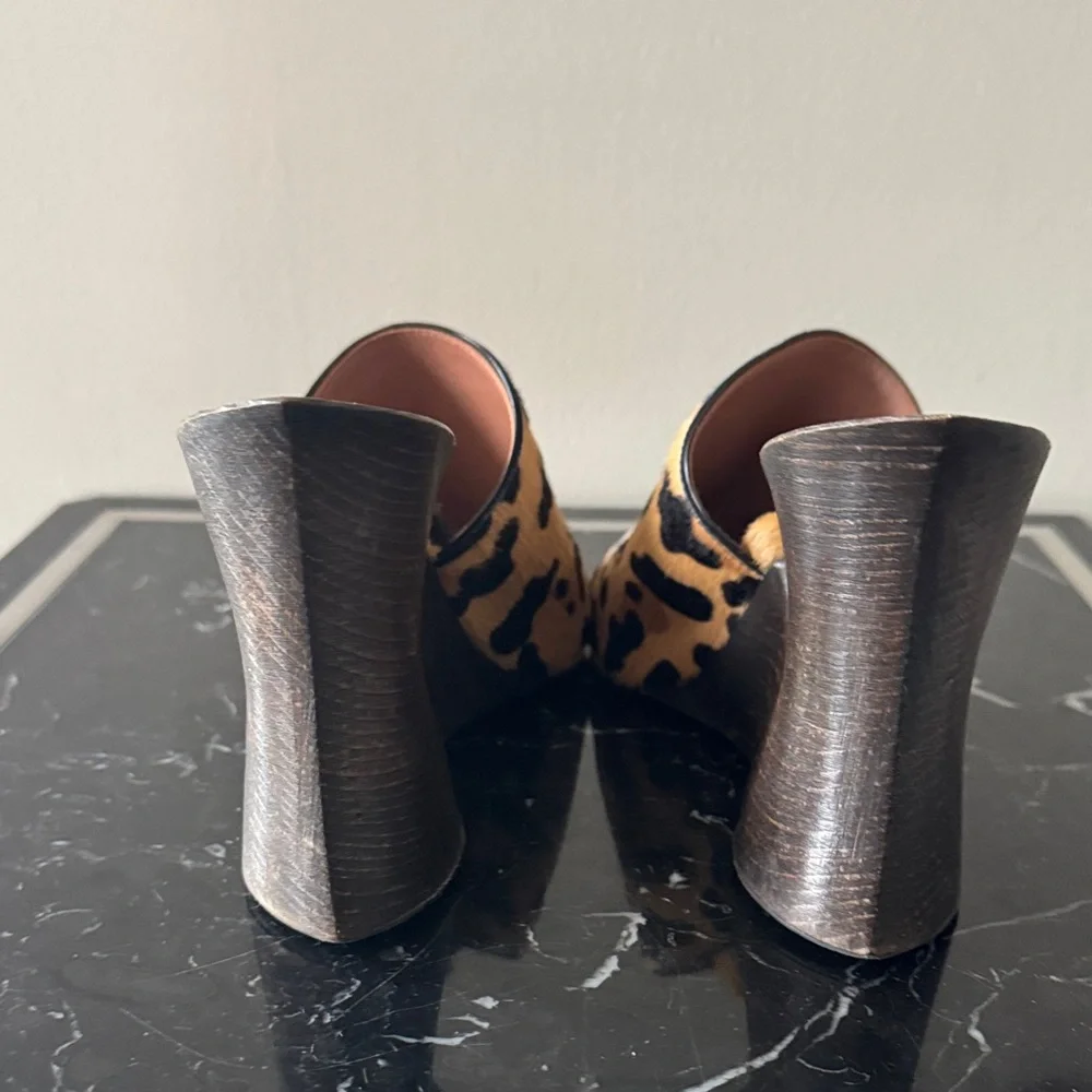 Alaia | Shoes | Alaia Rare Leopard Print Ponyhair Mules With Sculpted ...